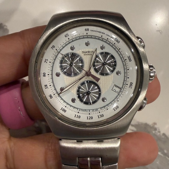 Swatch | Wearables | Swatch Silver Chronograph Smartwatch | Poshmark